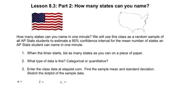 Lesson 8.3: Part 2: How many states can you name? How | Chegg.com