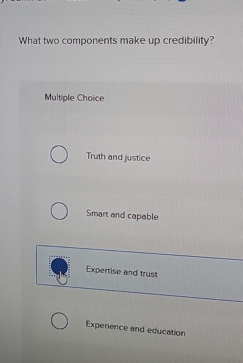 Solved What two components make up credibility?Multiple | Chegg.com