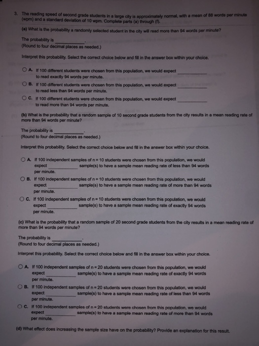 Solved A simple random sample of size n=55 is obtained from | Chegg.com