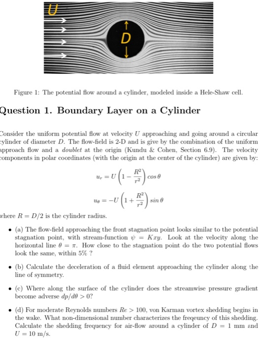 Solved Figure 1: The potential flow around a cylinder, | Chegg.com