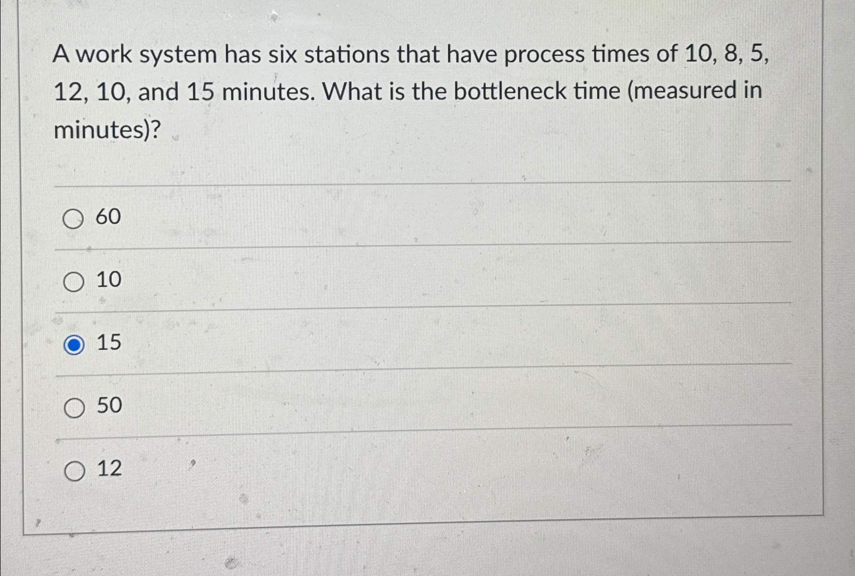 Solved A work system has six stations that have process | Chegg.com