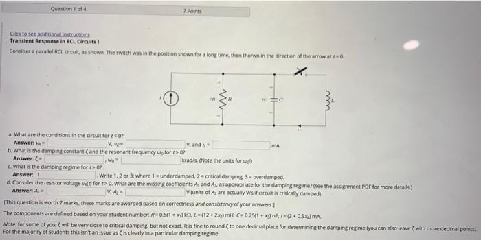 Solved R = 2.5kOhm, L = 12mH, C = 1.5nF, I = 6.5mA | Chegg.com