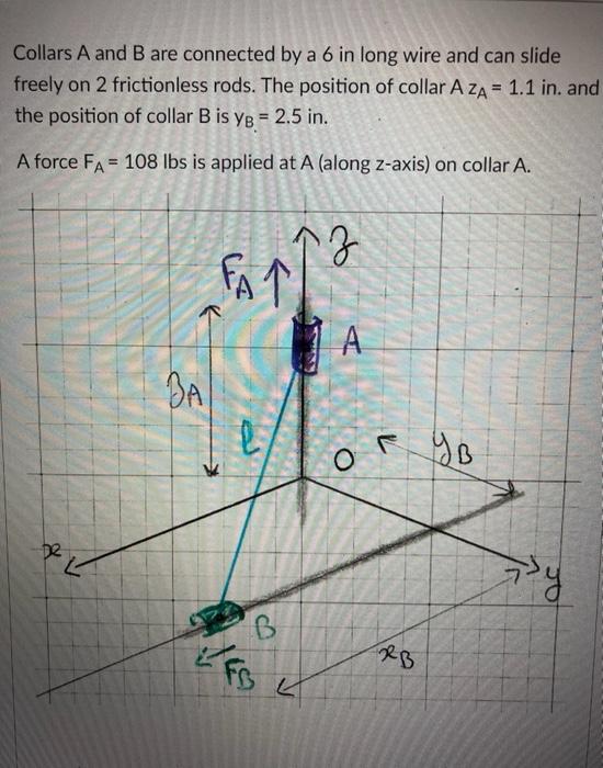 Solved Collars A and B are connected by a 6 in long wire and | Chegg.com