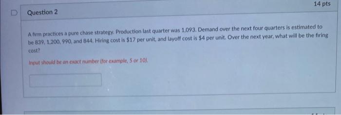 Solved A firm practices a pure chase strategy. Production | Chegg.com