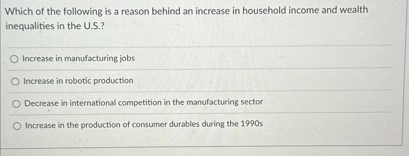 Solved Which of the following is a reason behind an increase | Chegg.com