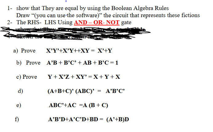 Solved 1- ﻿show that They are equal by using the Boolean | Chegg.com