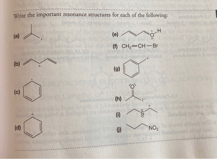Solved Write the important resonance structures for each of | Chegg.com