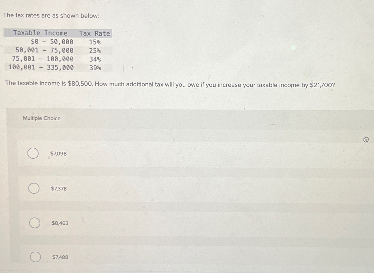 Solved The tax rates are as shown below:\table[[Taxable | Chegg.com