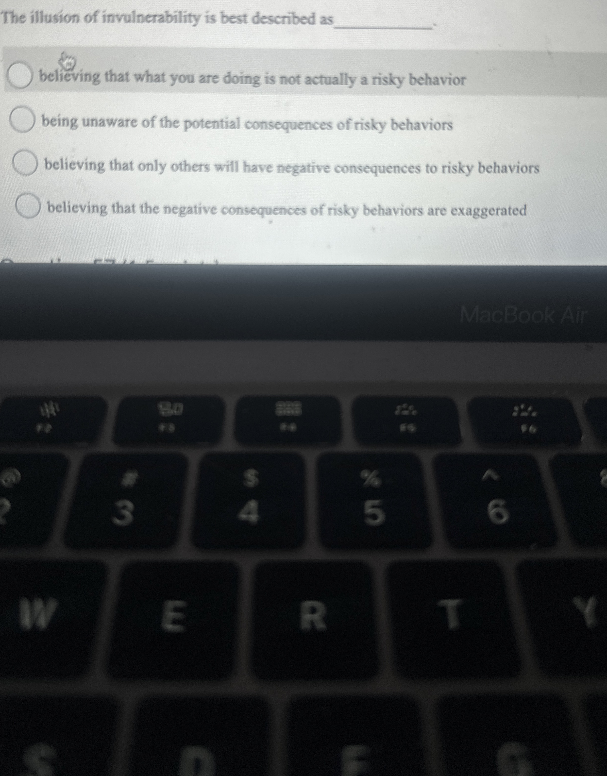 Solved The illusion of invulnerability is best described as | Chegg.com