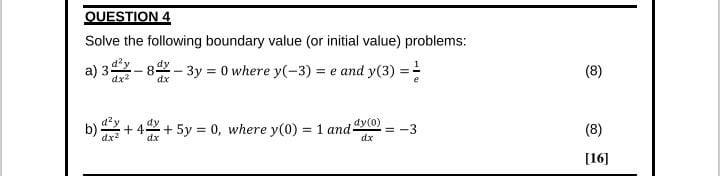 Solved Solve the following boundary value (or initial value) | Chegg.com