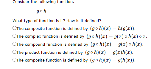 Solved Consider the following function.g@hWhat type of | Chegg.com