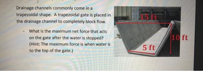 Solved Drainage channels commonly come in a trapezoidal | Chegg.com