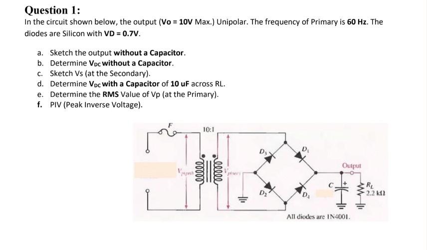 Solved Question 1: In the circuit shown below, the output | Chegg.com