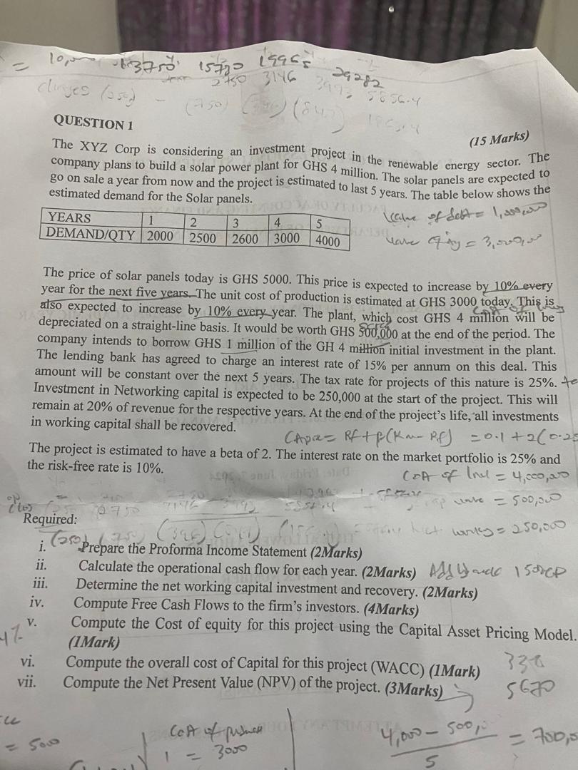 Solved QUESTION 1(15 ﻿Marks)The XYZ Corp is considering an | Chegg.com