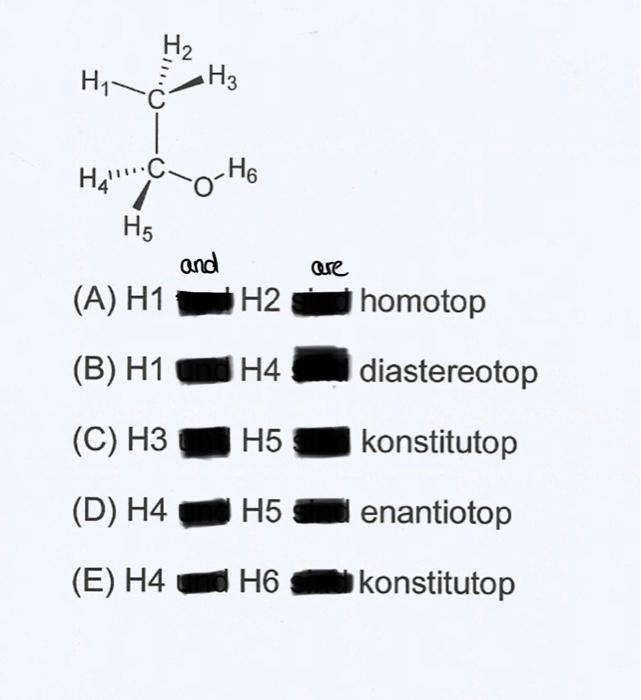 Solved H2 Illlll H₁ C (A) H1 (B) H1 (C) H3 (D) H4 (E) H4 • | Chegg.com