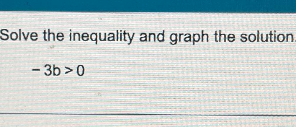 Solved Solve the inequality and graph the solution-3b>0 | Chegg.com