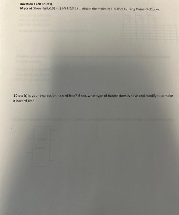 Solved Question 1 (20 points) 10 pts a) Given | Chegg.com