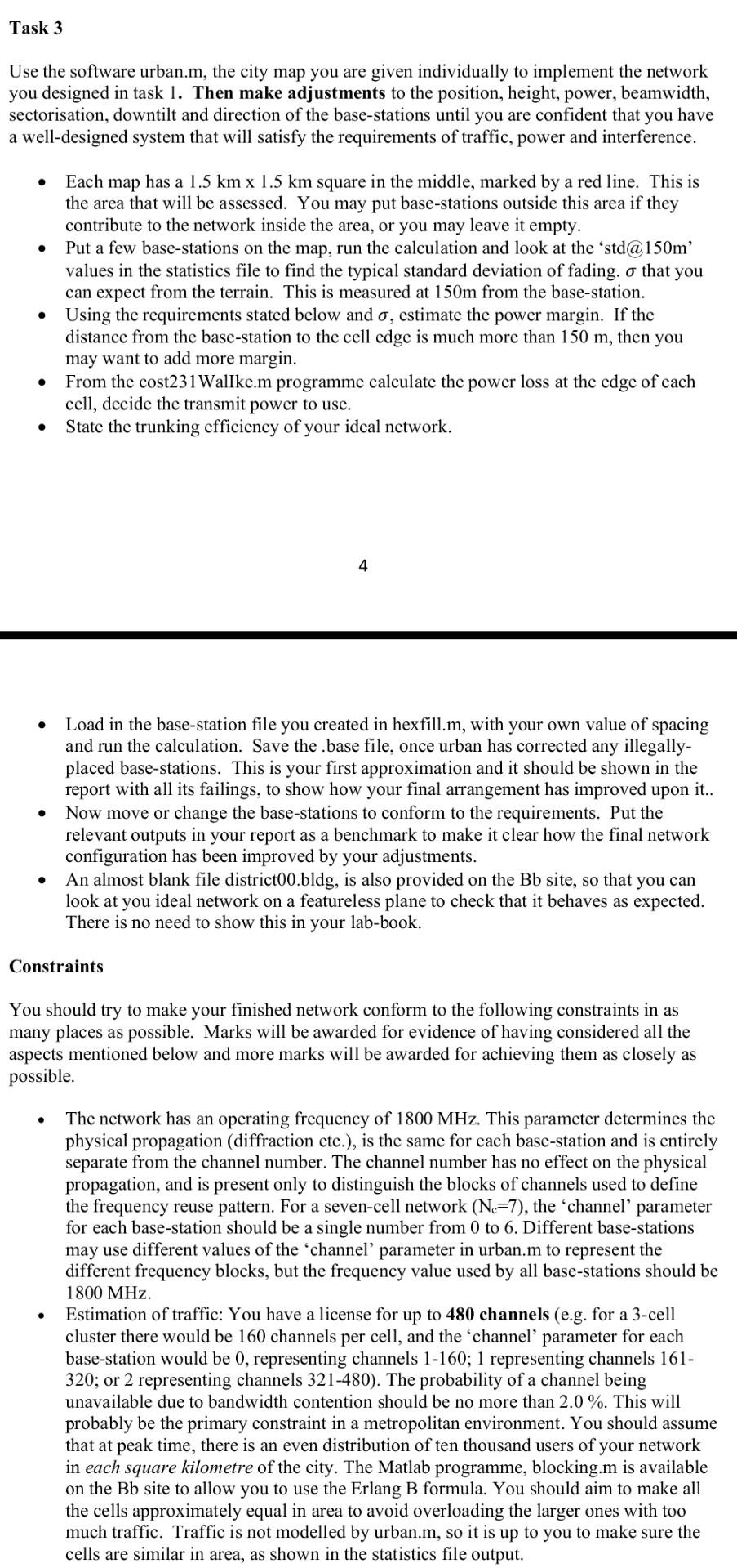 Task 3 Use the software urban.m, the city map you are | Chegg.com