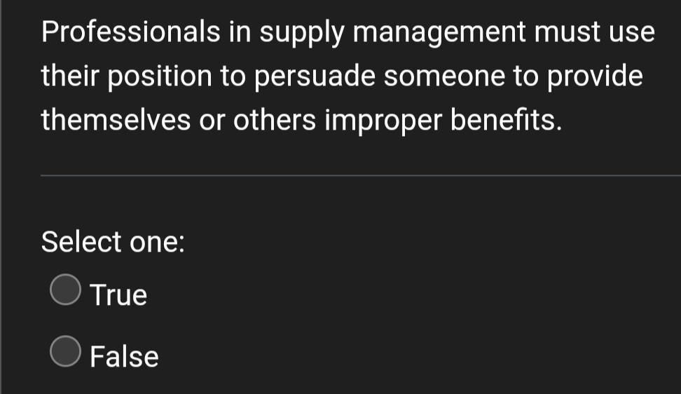 Solved Professionals in supply management must use their | Chegg.com