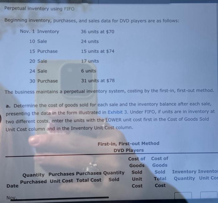Solved Perpetual inventory using FIFO Beginning inventory, | Chegg.com