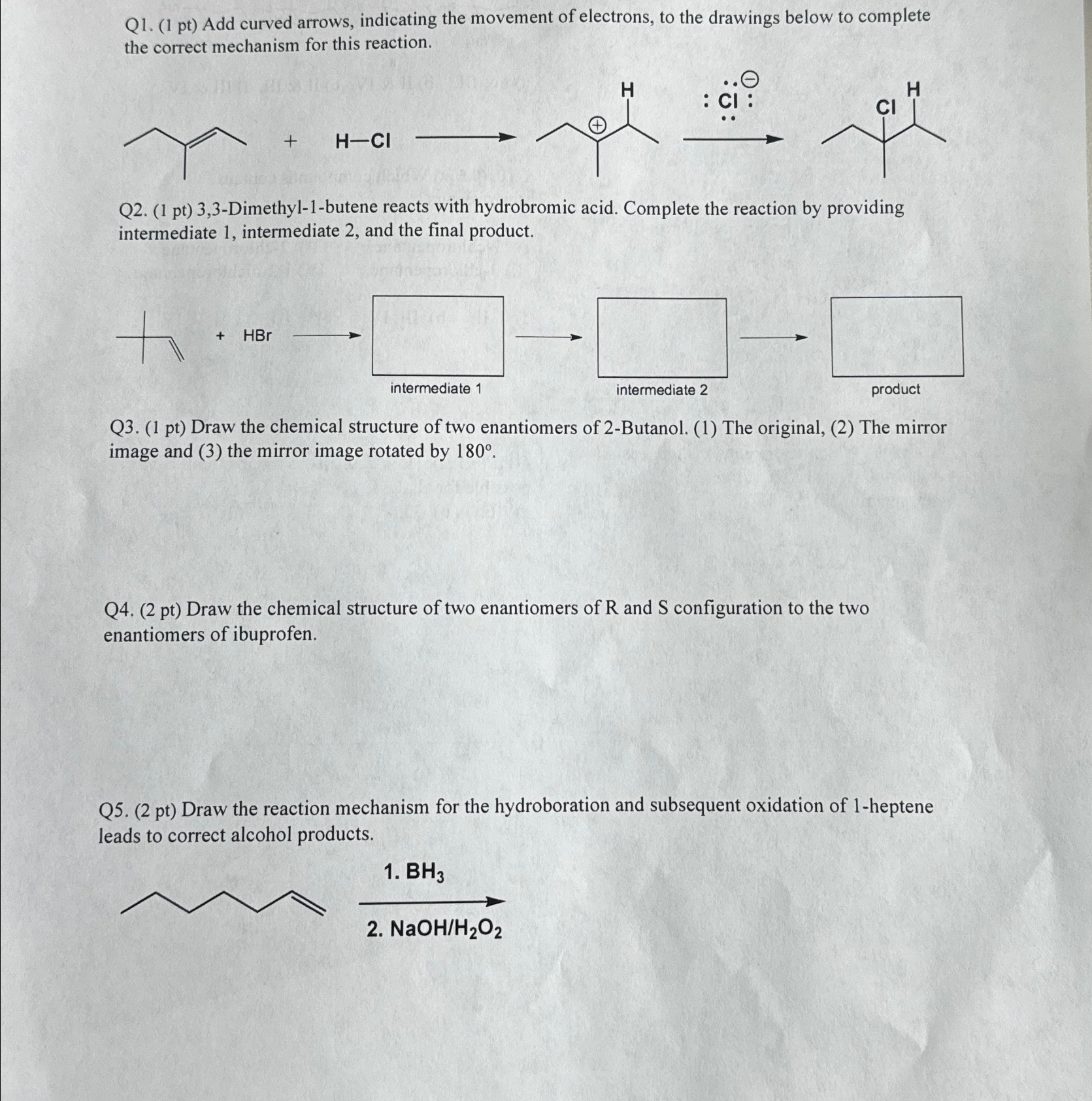 Solved Q1. (1 ﻿pt) ﻿Add curved arrows, indicating the | Chegg.com