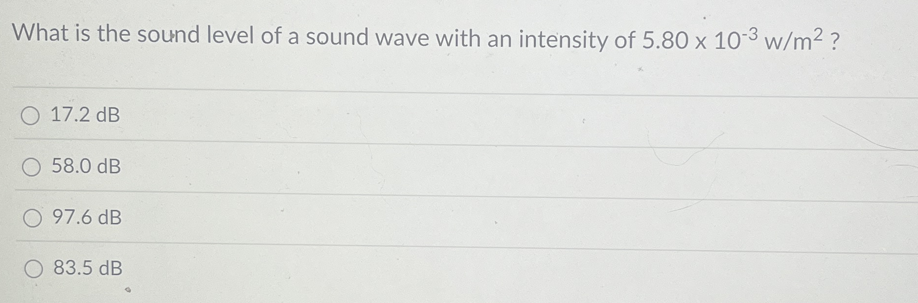 Solved What is the sound level of a sound wave with an | Chegg.com