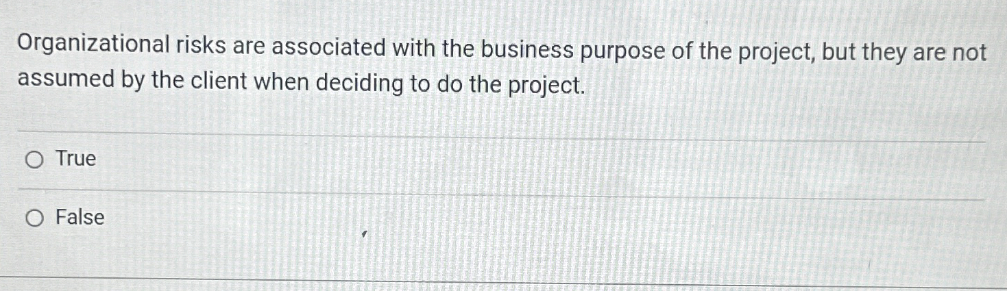Solved Organizational risks are associated with the business | Chegg.com