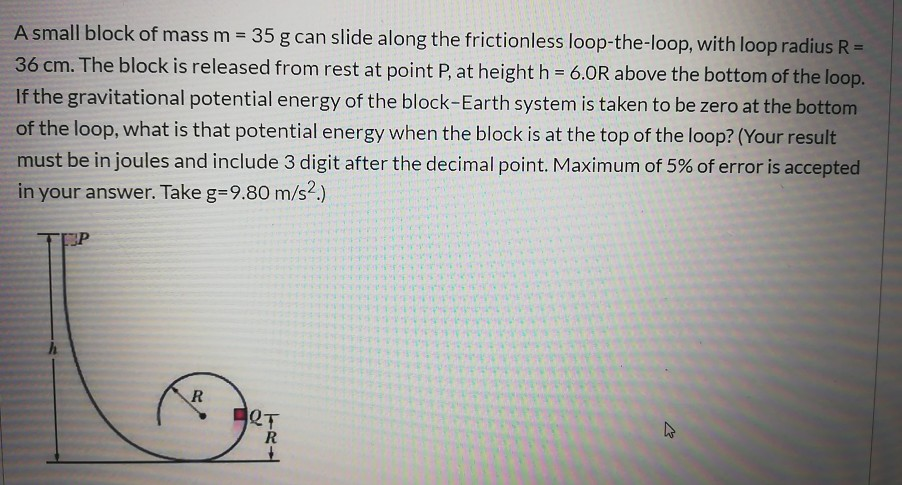 Solved A small block of mass m = 35 g can slide along the | Chegg.com