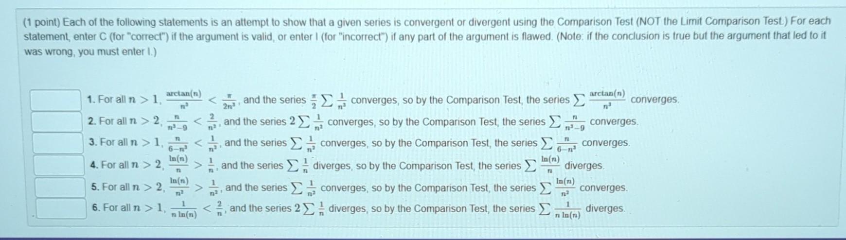 Solved (1 point) Each of the following statements is an | Chegg.com