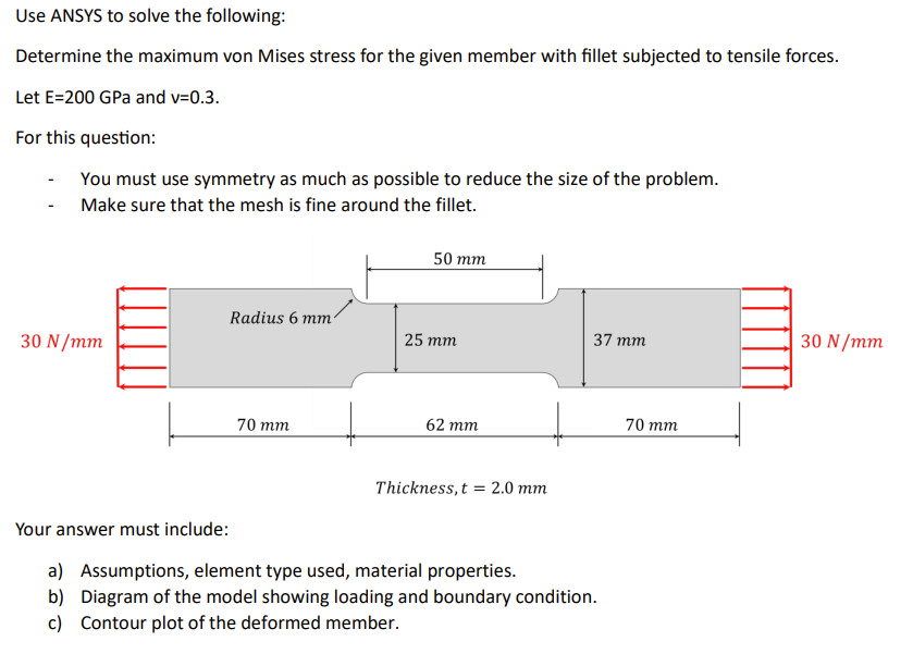 Solved Use ANSYS to solve the following:Determine the | Chegg.com