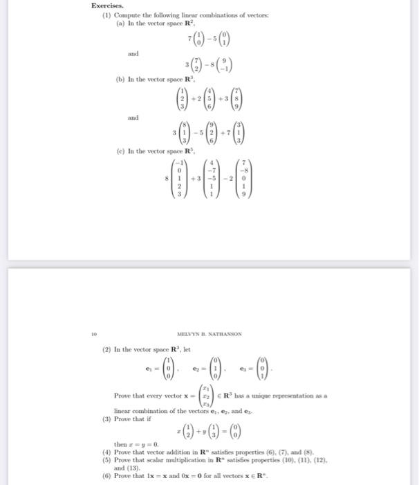 Solved Exercises. (1) Compute the following linear | Chegg.com