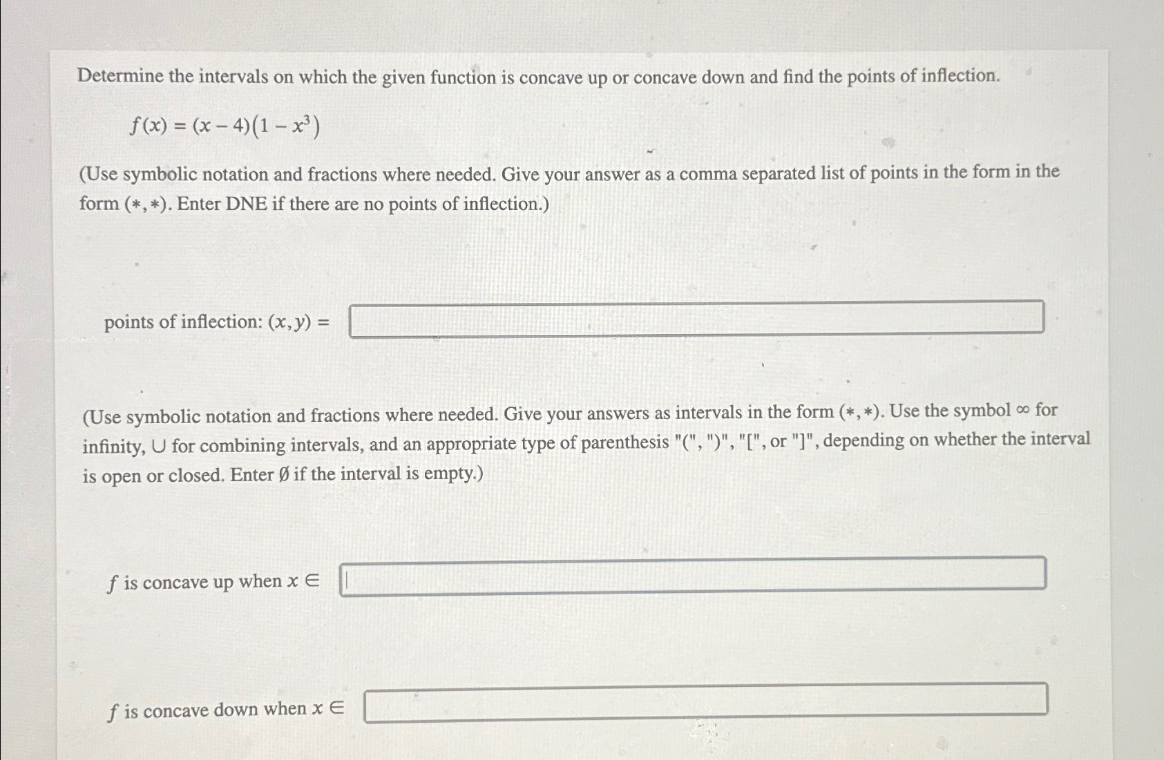 Solved Determine the intervals on which the given function | Chegg.com