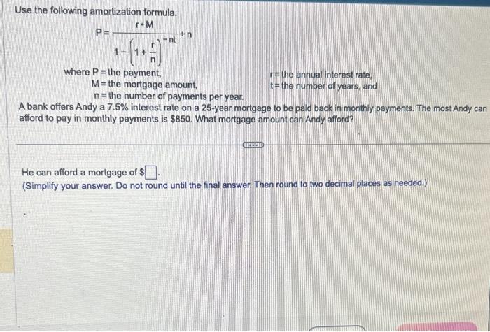 Solved Use the following amortization formula. | Chegg.com