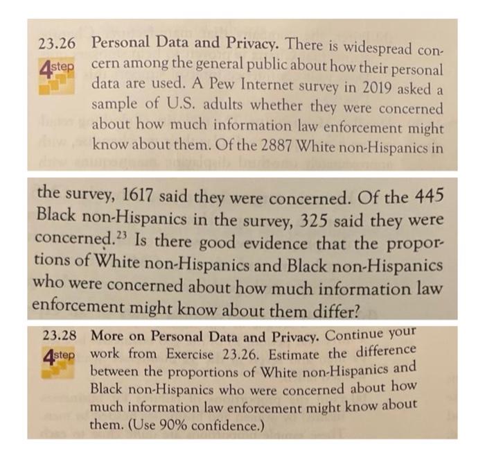 Solved 23.26 Personal Data and Privacy. There is widespread | Chegg.com