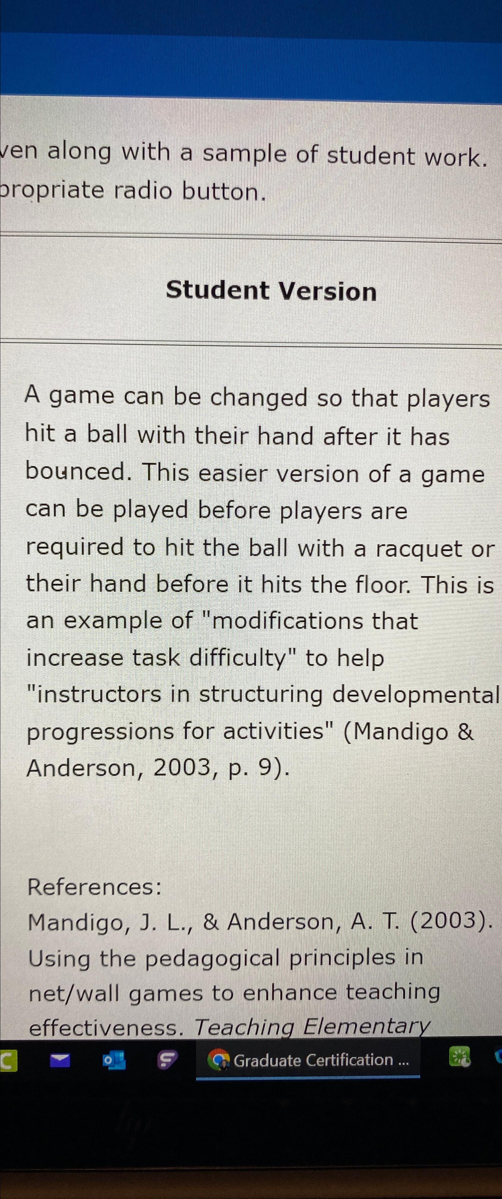 Solved ven along with a sample of student work. propriate | Chegg.com