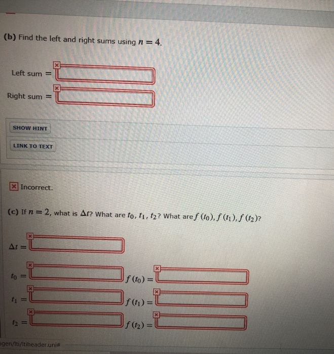 Solved Use the expressions for left and right sums and the | Chegg.com