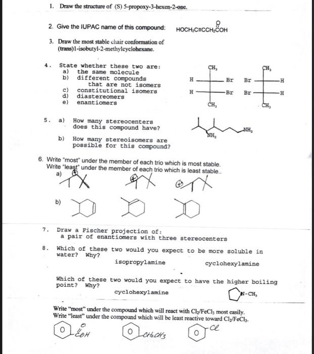 Solved 1. Draw the structure of (S) 5-propoxy-3-hexen-2-one. | Chegg.com