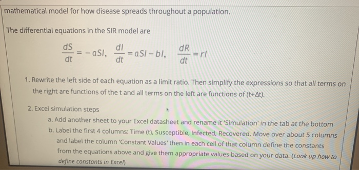 Solved Mathematical Model For How Disease Spreads Throughout