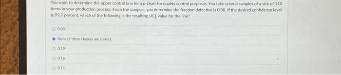 Solved You want to determine the upper control line for a | Chegg.com