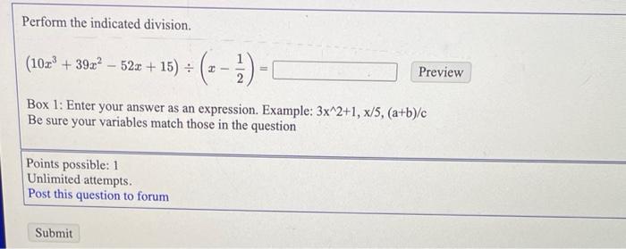 Solved Perform the indicated division. | Chegg.com