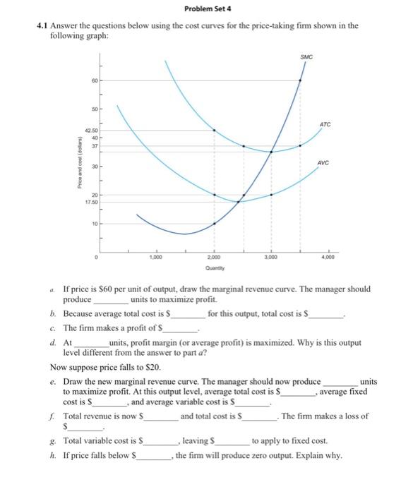Solved 4.1 Answer the questions below using the cost curves | Chegg.com