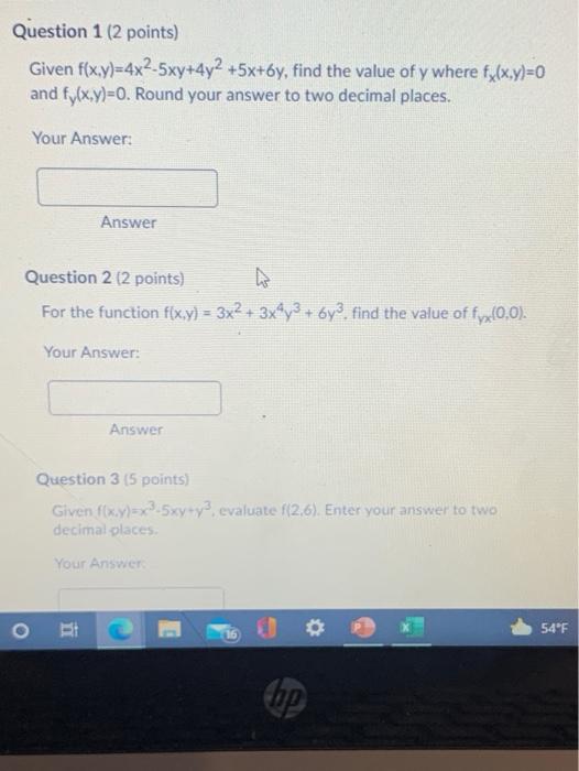 Solved Question 1 (2 points) Given f(x,y)=4x2-5xy+4y2 | Chegg.com