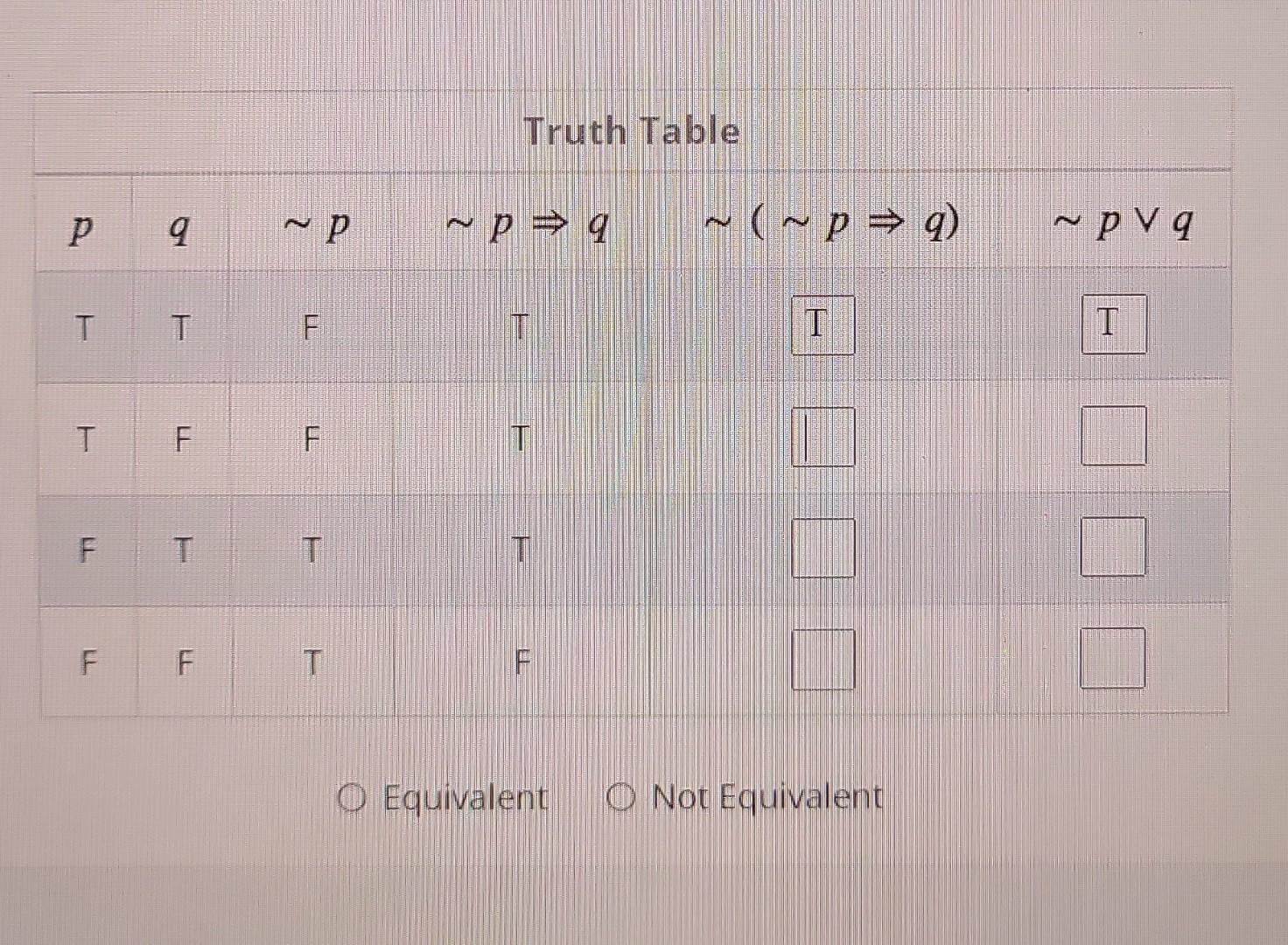 Solved P T T F F 9 T LL F T F LL ~P Р F F T T Truth | Chegg.com