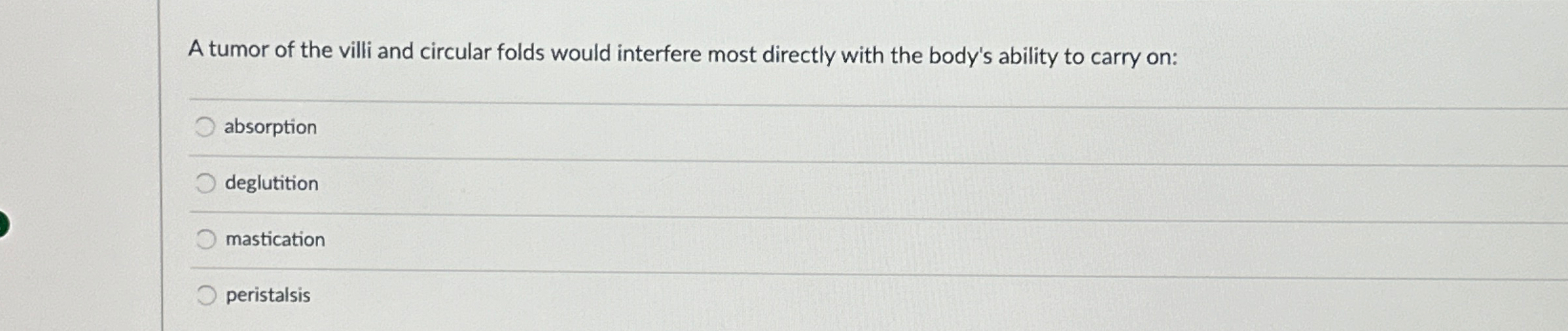Solved A tumor of the villi and circular folds would | Chegg.com