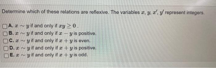 Solved Determine which of these relations are reflexive. The | Chegg.com