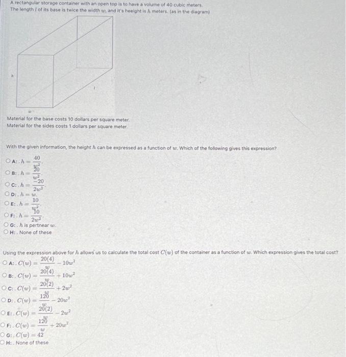 Solved A rectangular storage container with an open top in | Chegg.com