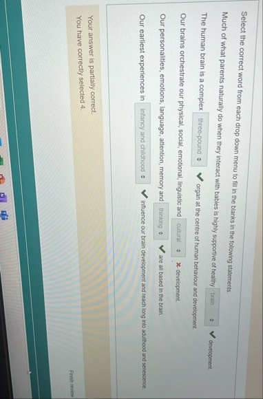Solved Select the correct word from each drop down menu to | Chegg.com