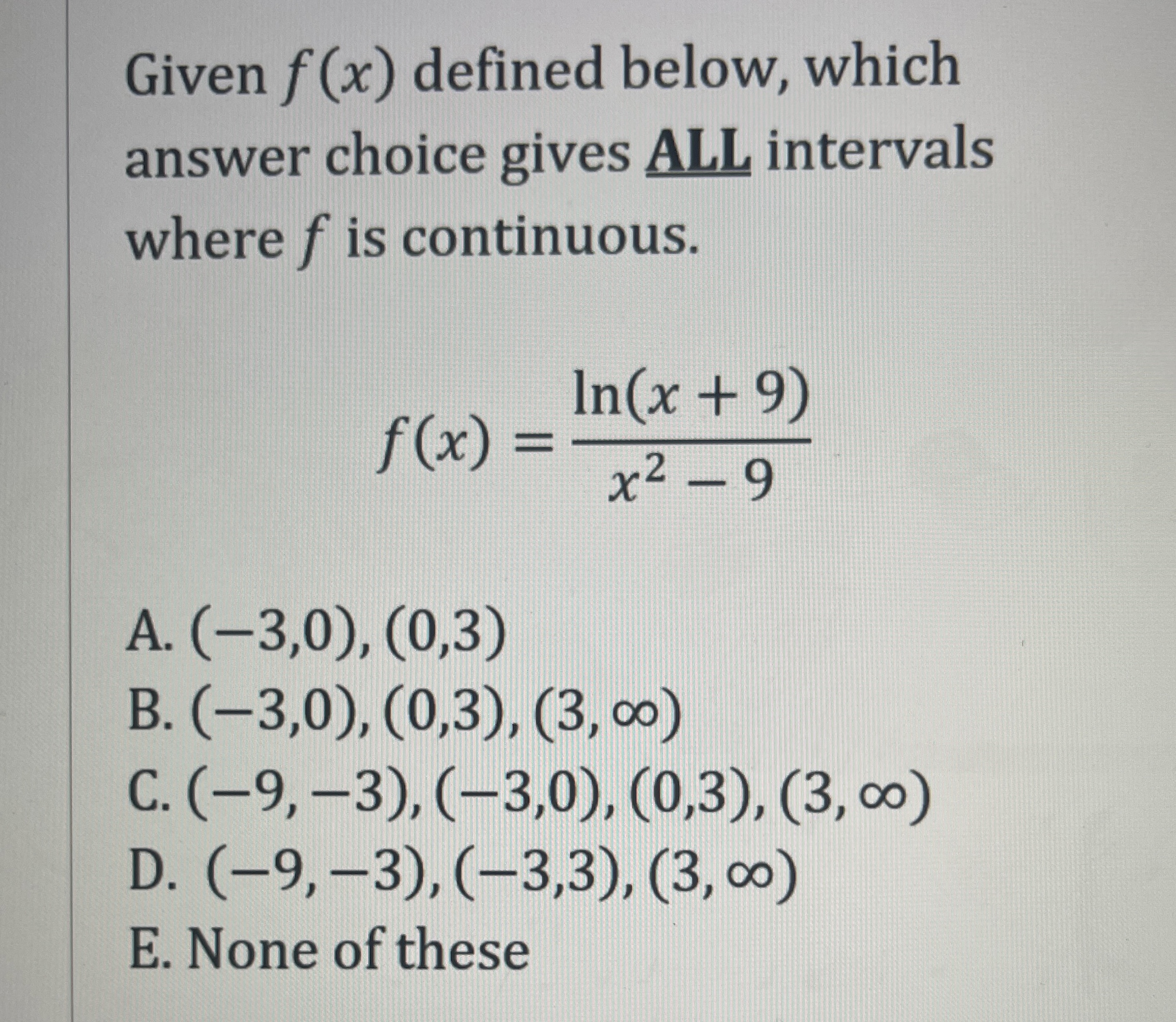 Solved Given f(x) ﻿defined below, which answer choice gives | Chegg.com