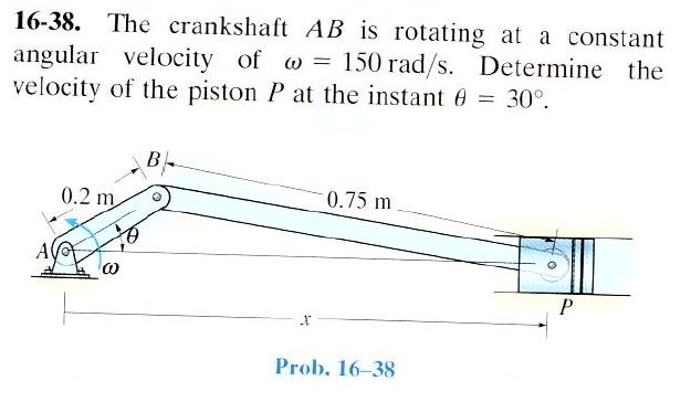 Solved The crankshaft AB is rotating at a constant angular | Chegg.com