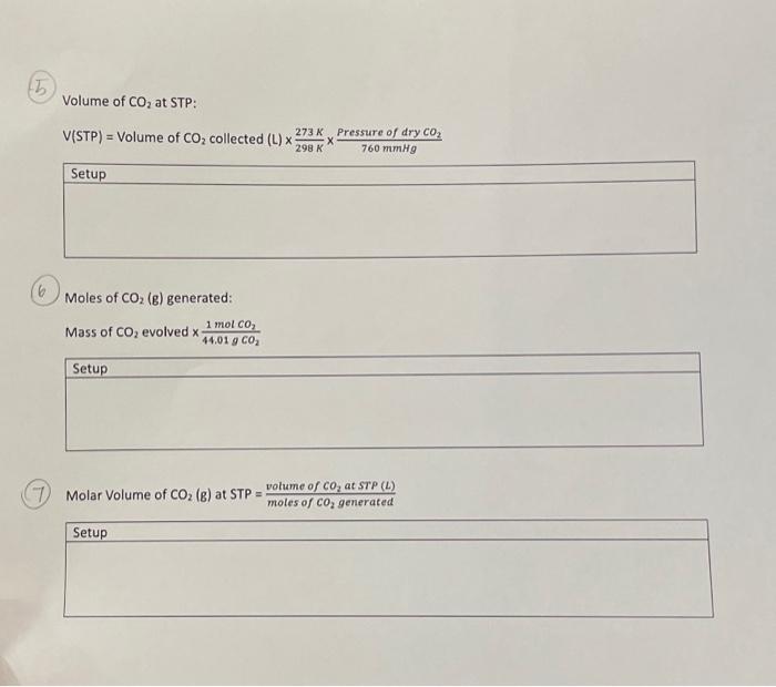 Solved Molar Volume of Carbon Dioxide Data SheetV(STP)= | Chegg.com